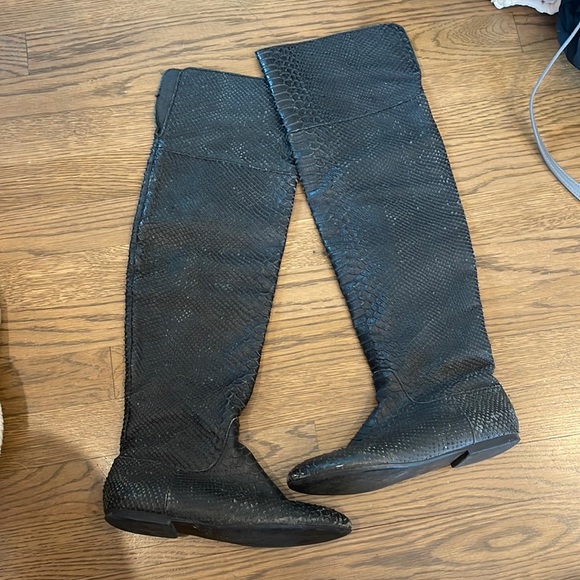 Zara | Shoes | Zara Over The Knee Snake Skin Boot | Poshmark